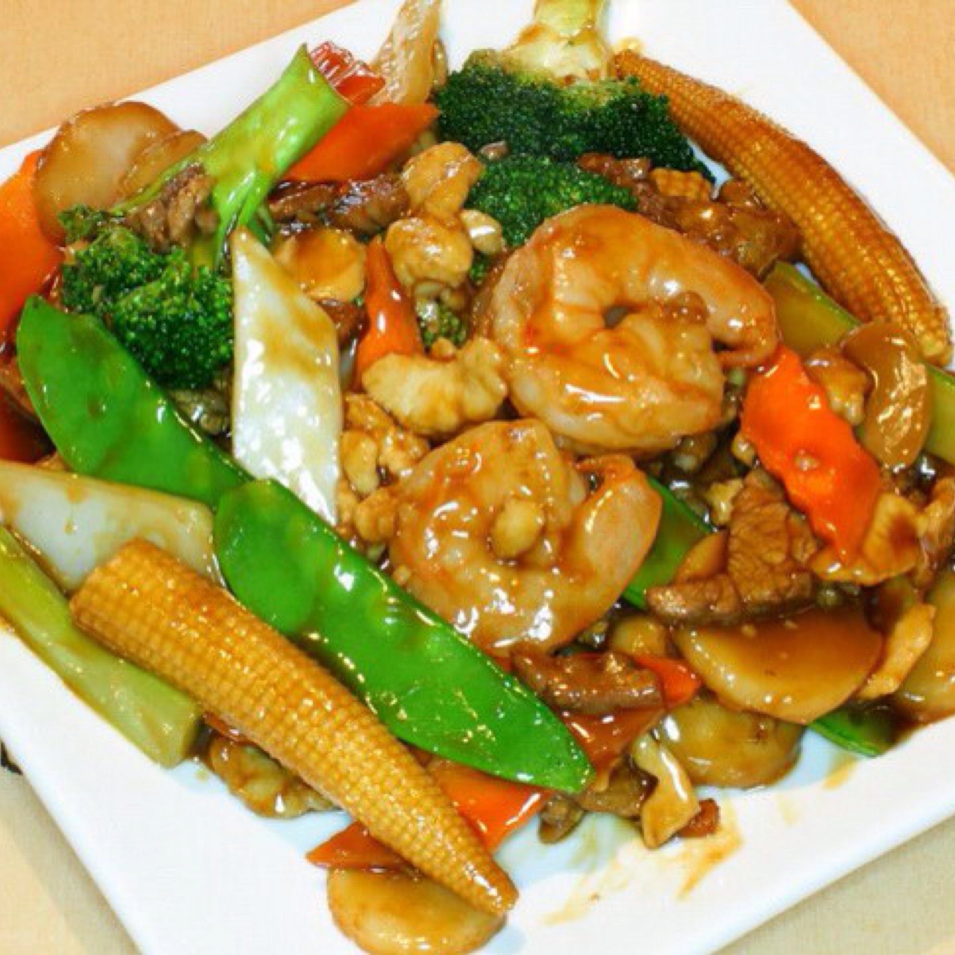 Triple Delight Chinese Dish